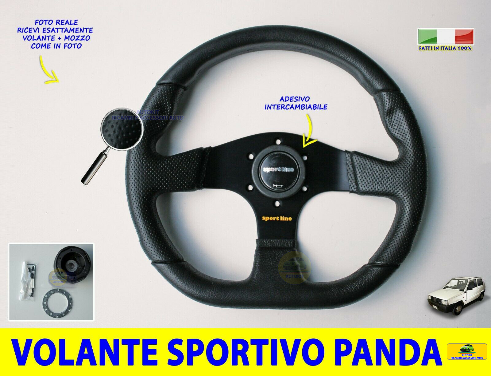 Volante + Mozzo COMPATIBILE con Panda 141A Sterzo Volanti sportivo ...
