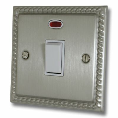 G&H MSN26W Monarch Roped Satin Nickel 1 Gang 20 Amp Double Pole Switch ...