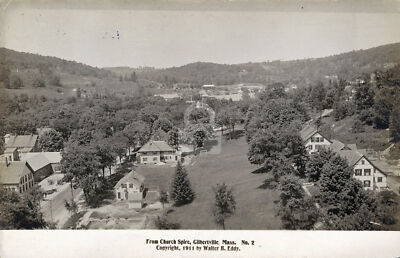 From church spire, Gilbertville MA Massachusetts (2) 1911 RPPC Postcard ...