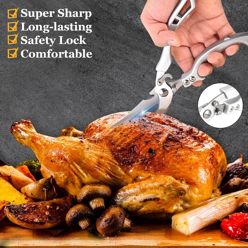 2Pcs Kitchen bone Scissor Kitchen Poultry Shears Stainless Steel Heavy ...
