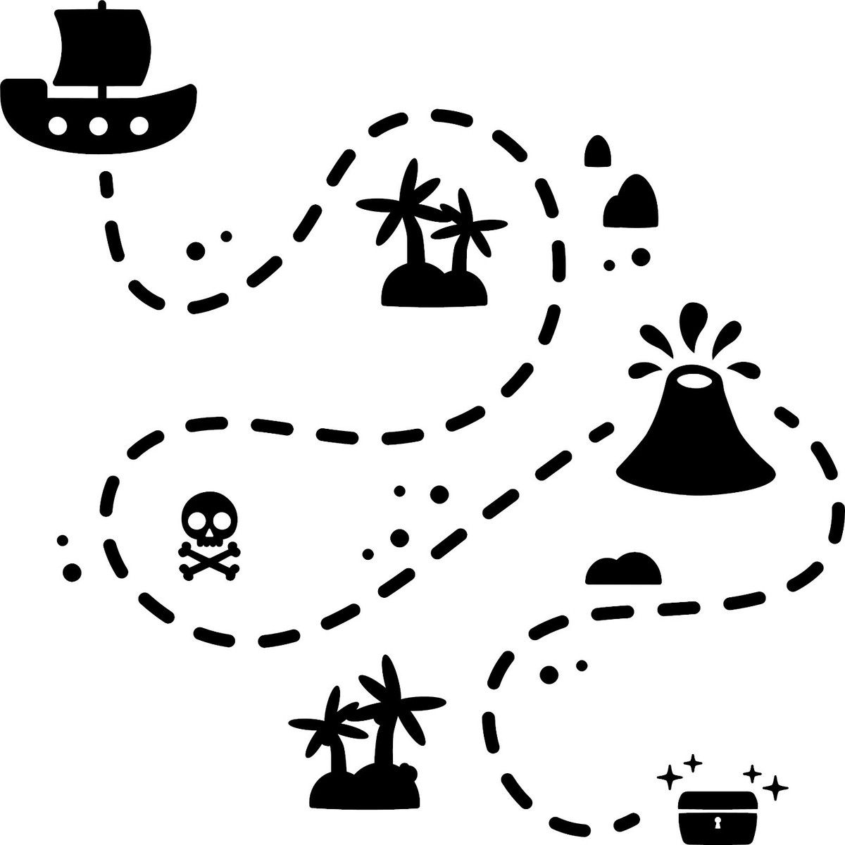 Pirate Map Black And White Pirate Map With Hidden Treasure Pencil