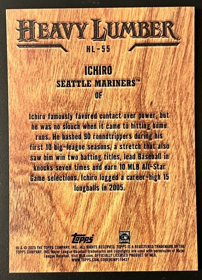 2025 Topps Update Series Ichiro Suzuki #HL-55 Heavy Lumber SSP | eBay