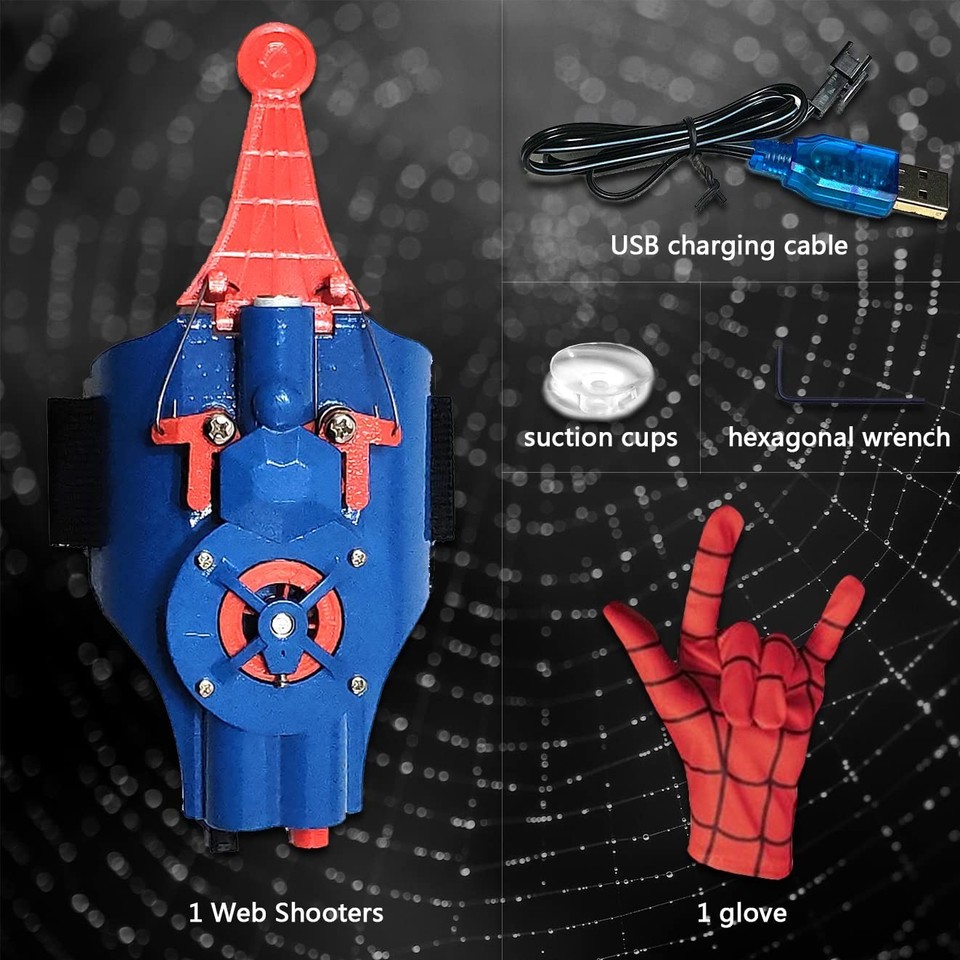 Spider Silk Launcher Web Shooters for Kids USB Rechargeable Rope ...