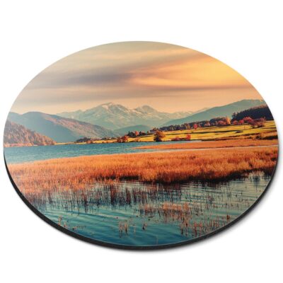 Round Mouse Mat Autumn Sunrise Lake Resia Dolomites #50152 | eBay UK