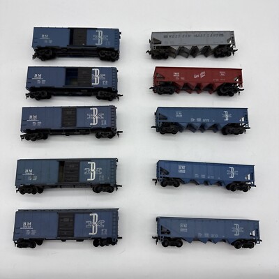 Lot of 10 HO Scale Train Box Cars Rolling BM Coal Trailer Boxcar ...