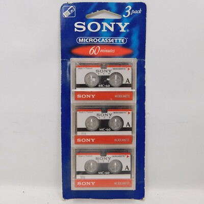 Sony MC-60 Microcassette Blank Cassette Tape Disc 60 Min 3 Pcs Tapes ...