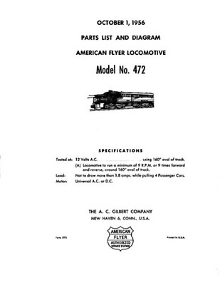 AMERICAN FLYER 472 SERVICE PARTS SHEET TRAINS - Copy of Original | eBay