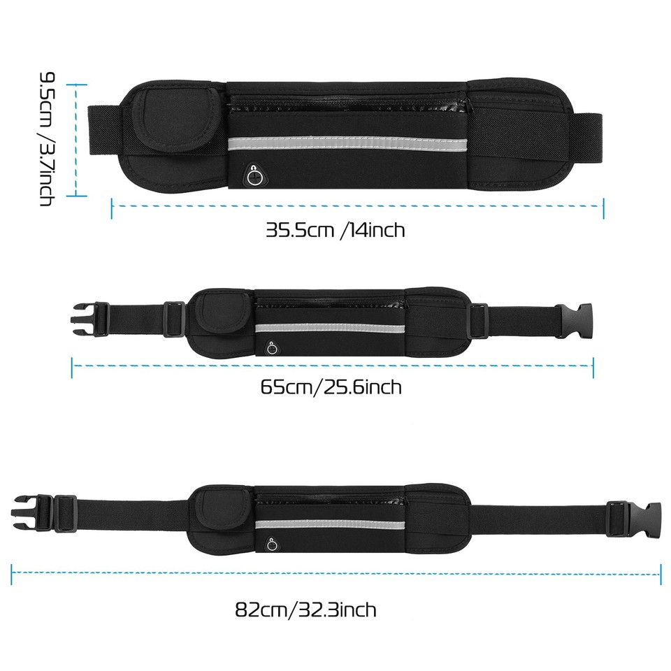 Waterproof Sport Runner Waist Bag Running Jogging Belt Pouch Zip ...