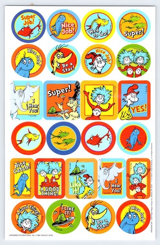DR. SEUSS REWARD STICKERS 6" x 9" Sticker Sheet Scrapbooking SD3 | eBay