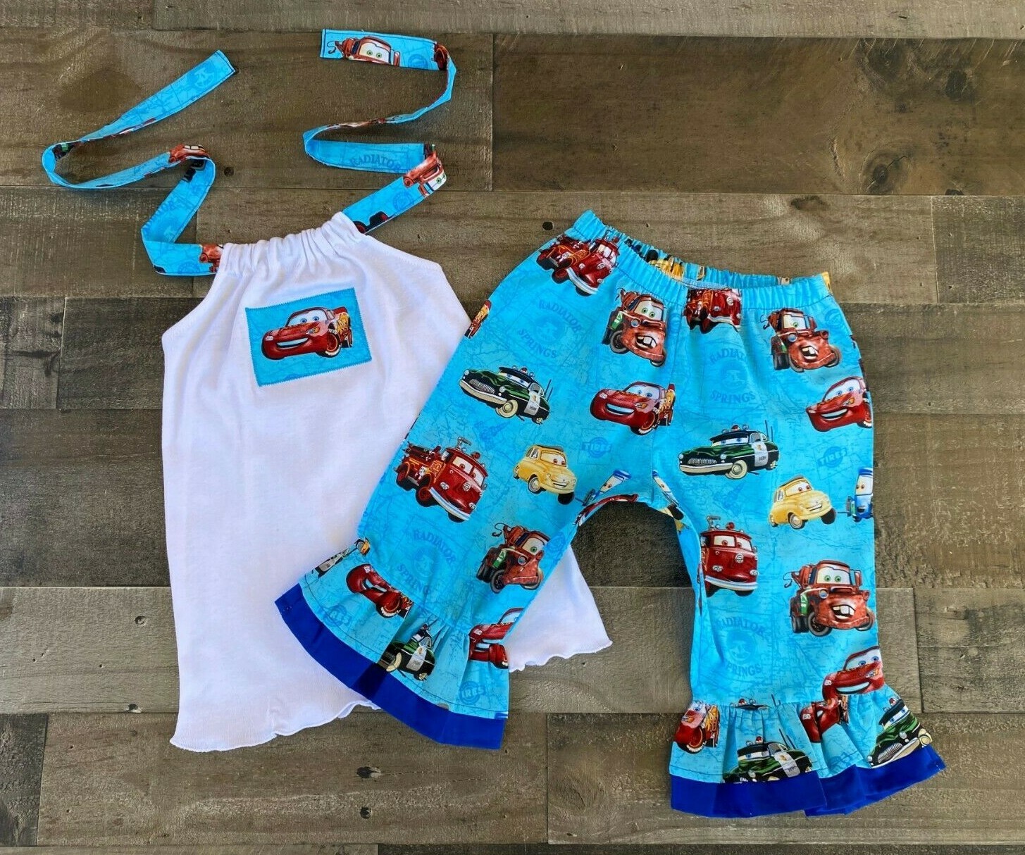 Disney Pixar Cars Print Capris & Halter Top Girl Outfit | eBay