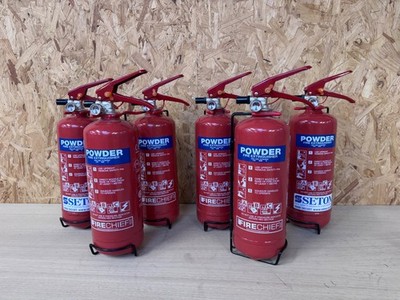 6 x 2kg ABC Powder Fire Extinguishers Fully Charged & Wall Brackets ...