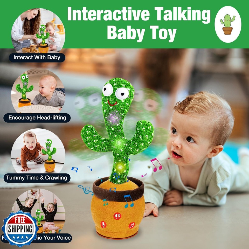 Ayeboovi Dancing Baby Toys 6-12 Months, Interactive Talking Cactus Toy ...