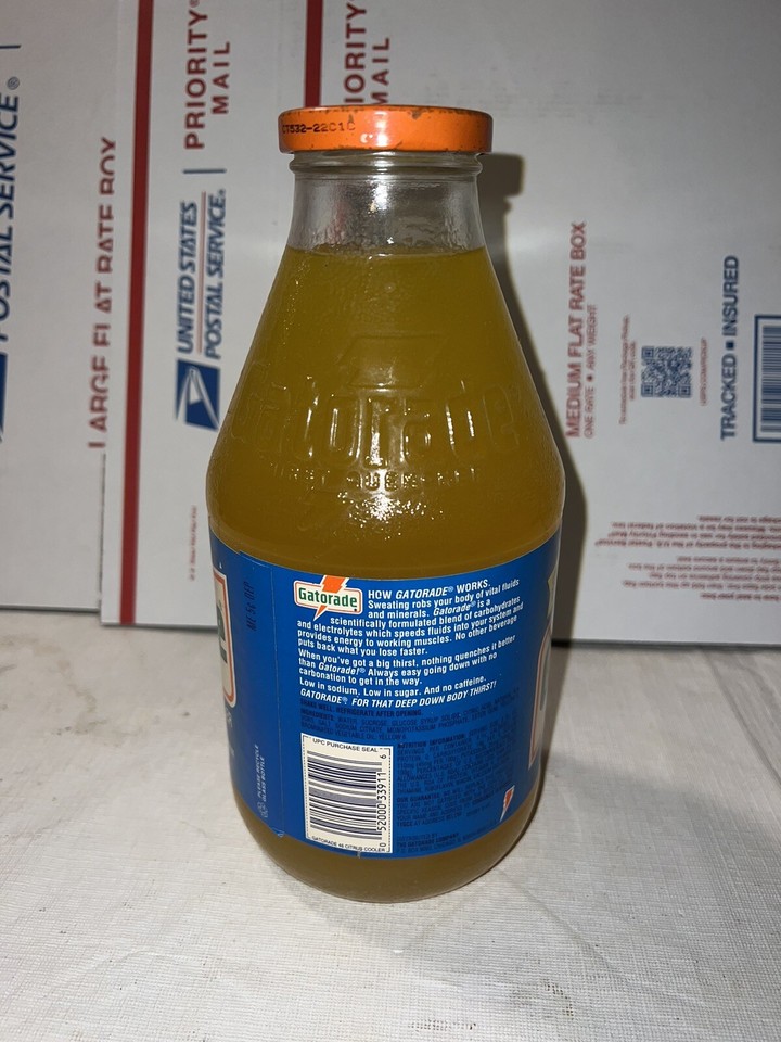 VINTAGE 1980’S FULL GATORADE GLASS BOTTLE CITRUS 46OZ SEALED BRAND NEW ...