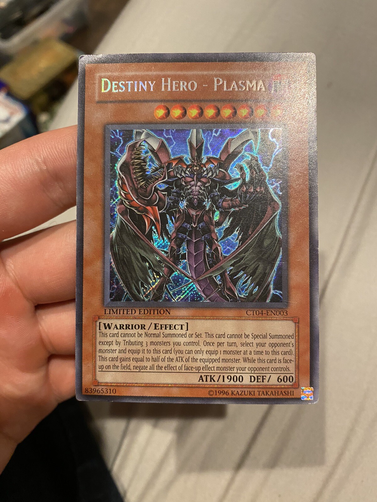 YUGIOH DESTINY HERO PLASMA LIMITED ED SECRET RARE CT04-EN003 SEE PICS ...