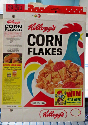 1966 Kelloggs Corn Flakes 5$ a week contest vintage old Cereal box | eBay