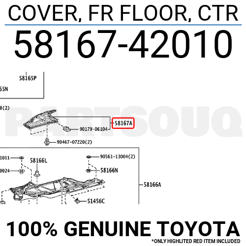 5816742010 Genuine Toyota COVER, FR FLOOR, CTR 58167-42010 | eBay