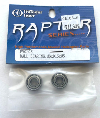 PV0203 Thunder Tiger Ball Bearing 6x15x5 Raptor 60, 90 (2) New In ...