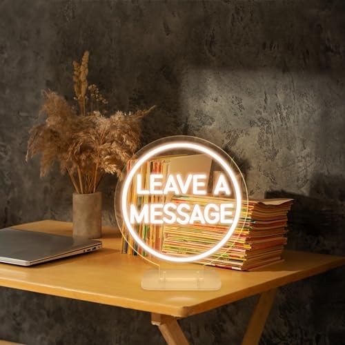 Leave a Message Neon Sign With Holder Base, Neon Guestbook Table Sign ...