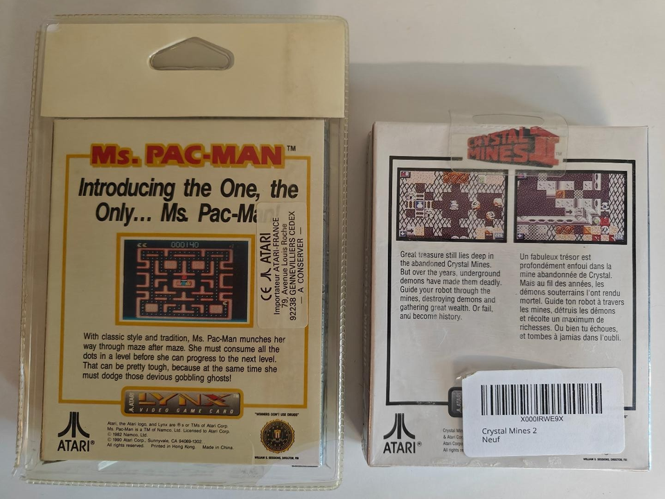 Atari Lynx Factory Sealed Ms.Pac Man Crystal Mines RARE Blister pack ...
