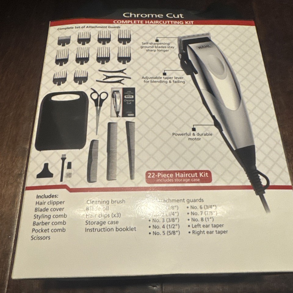 Wahl Chrome Cut Corded Electric Hair Clipper Kit with Self Sharpening ...