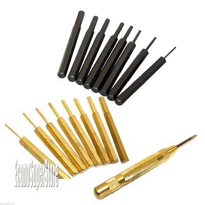 18 Pc Brass And Steel Punch Set Pin Center Punches Home & Business Hand ...