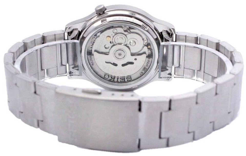 Seiko 5 Automatic Black Dial Silver Band SNK SNK809K1 Men's Watch 37 mm ...