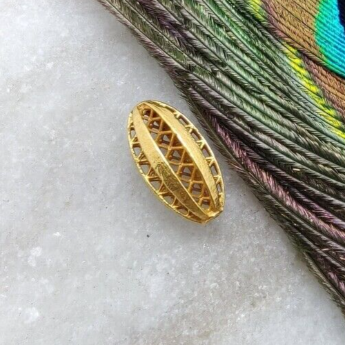 Unique 18k Gold Rugby Ball Bead Charm 15x8 mm Jewelry Making Spacer ...