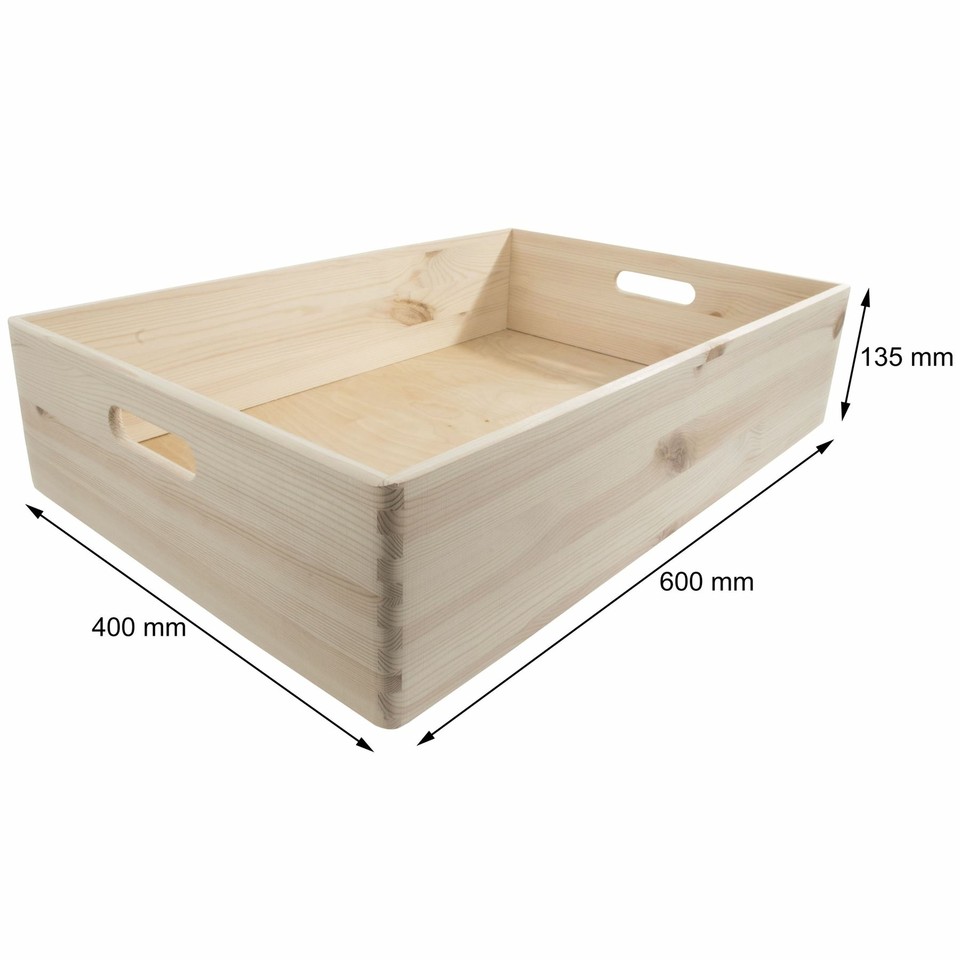 Extra Large Shallow Crate Wooden Storage Box Container with Wheels ...