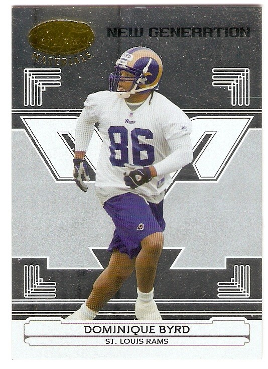 DOMINIQUE BYRD ROOKIE SERIAL #/500 2006 LEAF CERTIFIED MATERIALS 159 ...