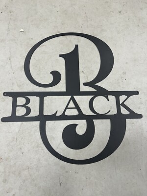 “Black” Family Name Metal Sign Last Name Monogram Metal Letters Wall ...