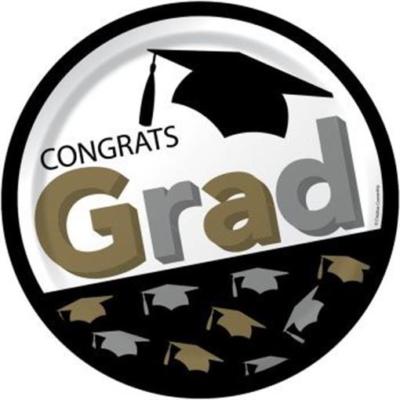 Graduation Grad Caps 7 Inch Paper Plates 8 Pack Gold Silver Grad Party ...