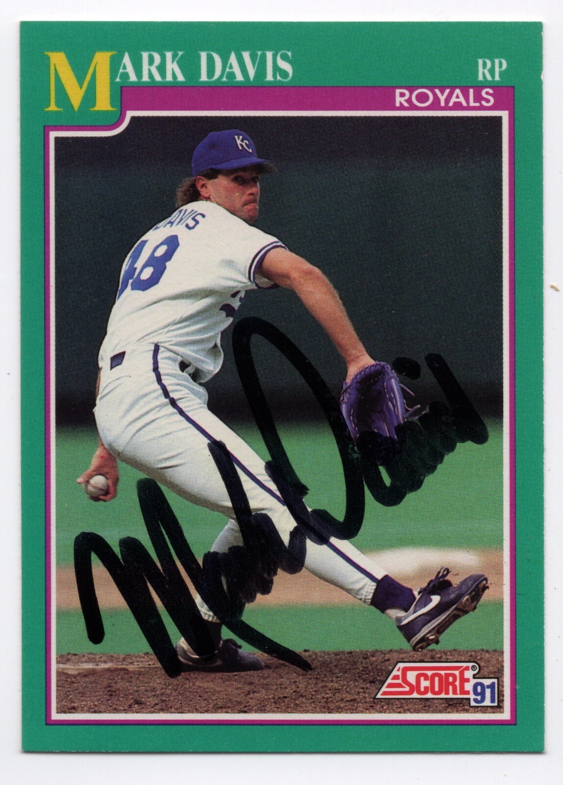 Mark Davis Autograph On a 1991 Score - Kansas City Royals (Read!) | eBay