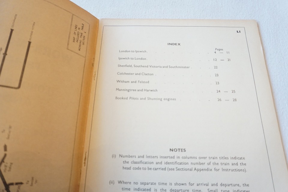 1966 Eastern Region Railway Working Timetable Section L Ipswich Freight ...