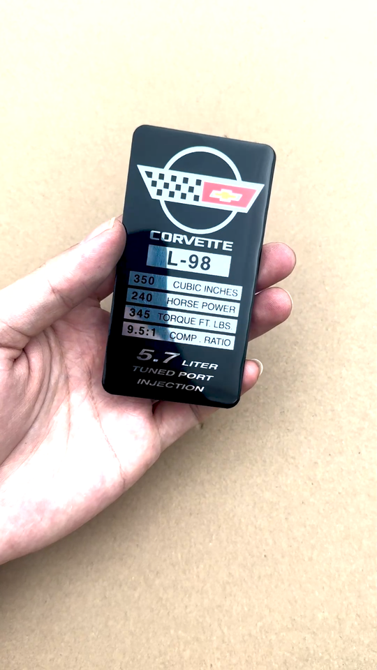 1Pc 84-96 C4 L98 Engine ID Spec Data Plate Console Ashtray Emblems ...