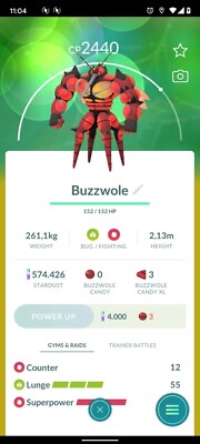 Buzzwole CP under 2500 unlock 3 moveset for pvp Ultra League - Trade ...
