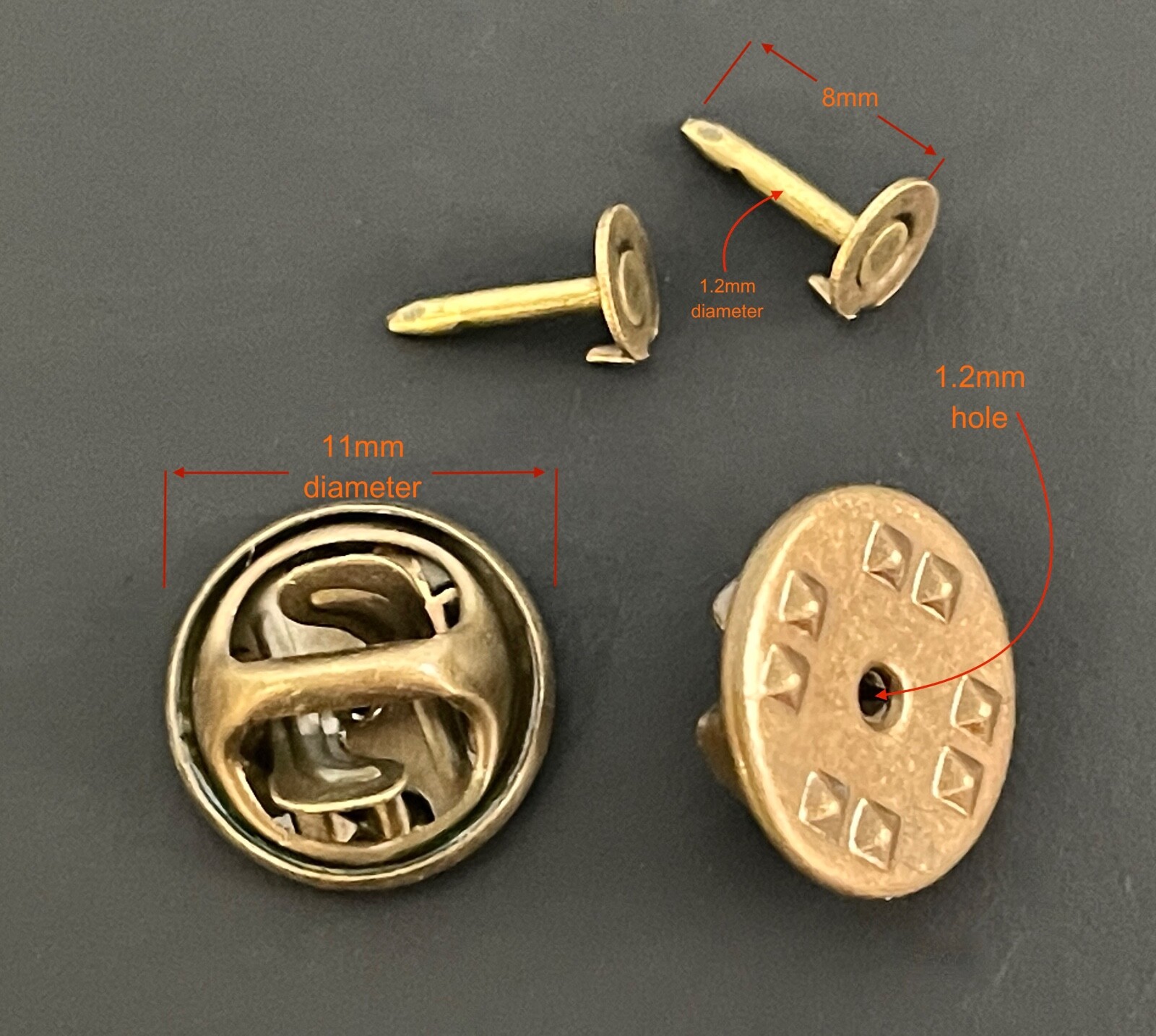 25 ANTIQUE BRONZE BUTTERFLY CLUTCH CLASPS + 25 PINS FOR making PINBACK ...