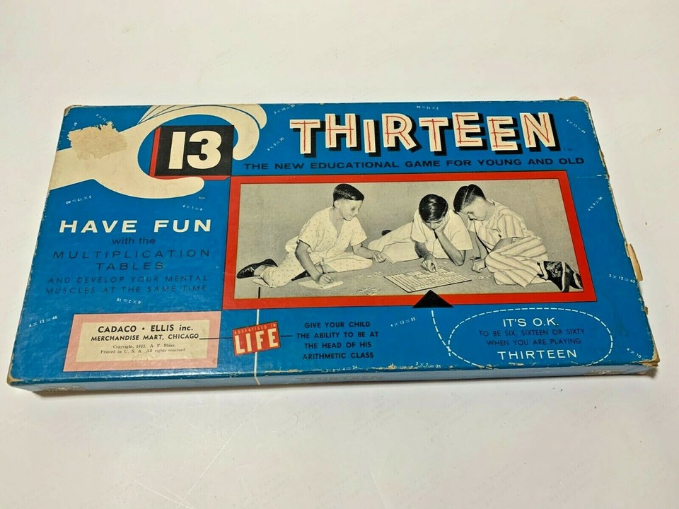 VINTAGE 1955 THIRTEEN 13 BOARD GAME CADACO ELLIS EDUCATIONAL GAME FOR ...