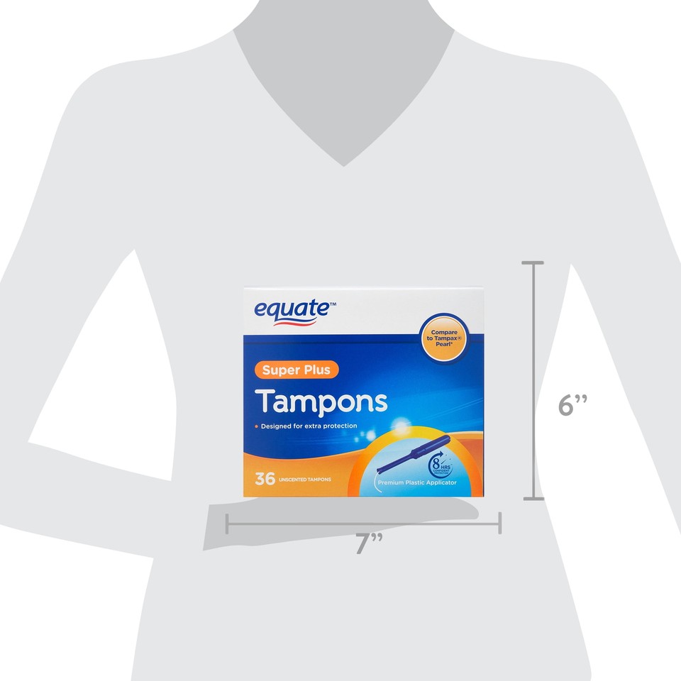 Equate Super Plus Absorbency Unscented Tampons with Plastic Applicators ...