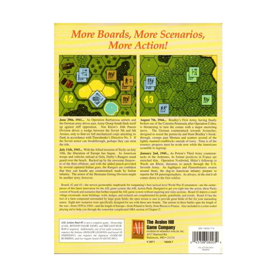 Avalon Hill Advanced Squad Leader ASL Action Pack #1 Bag VG+/NM | eBay