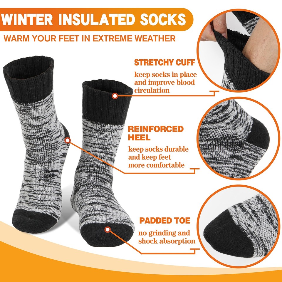 Heated Thermal Socks for Women & Men Winter Warm Ski Thick Boot ...