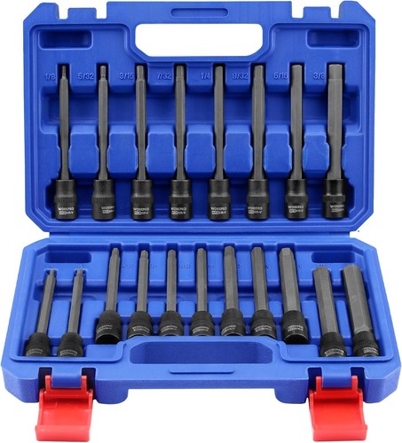 19 pieces 3/8''Drive Extra Long Hex Bit Socket Set Torx Bit with ...