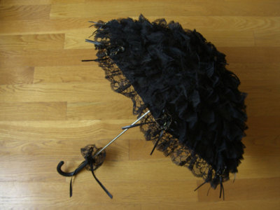 BLACK ROSE Gothic Lolita Layer Lace Umbrella Parasol EGL Punk Victorian ...