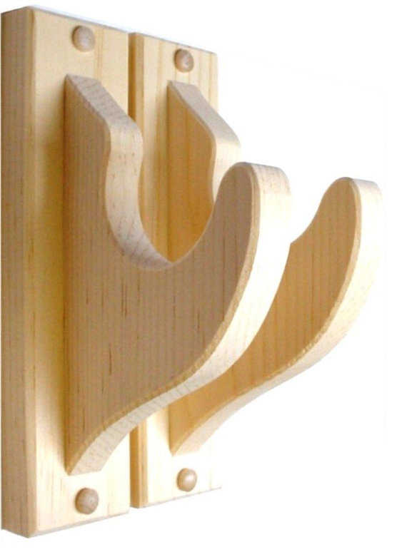 Pine Wooden Classic Gun Rack Hangers Rifle Double Barrel Shotgun Wall ...