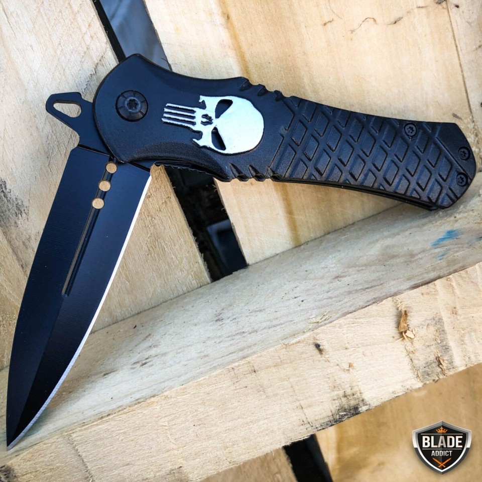DARK SIDE BLADES Skull Spartan Tactical Spring Assisted OPEN Pocket ...