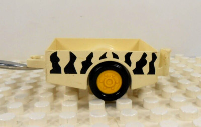 Lego Duplo Item Zebra Striped Car Trailer/Cart 2x4 2 Wheel white/black ...