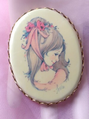 Original vintage Large retro lady pin 1970's signed by Leslie | eBay