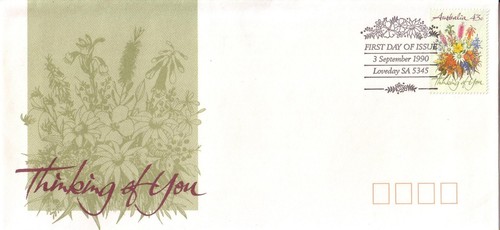 1990 FDC. Australia. 43c Thinking of You. Floral Pict.FDI "LOVEDAY" | eBay