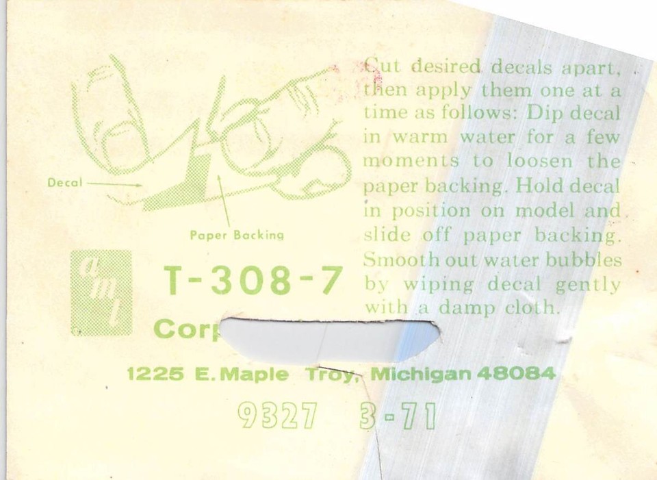 vintage car decals for AMT model decal # T-308-7 Boss Nova 3G | eBay