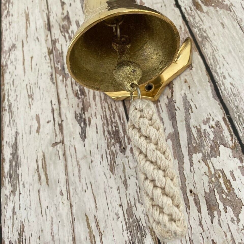 4 Inch Nautical Antique Brass Hanging Door Bell Decorative & Wall Mount ...