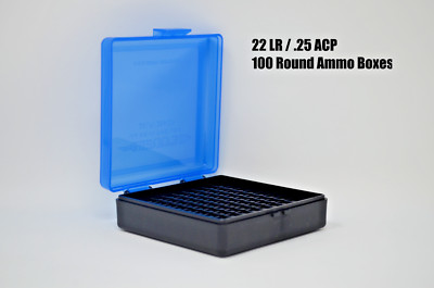 22 lr Ammo Box / Case / Storage (100) Round .22LR, .25 ACP (BLUE COLOR ...